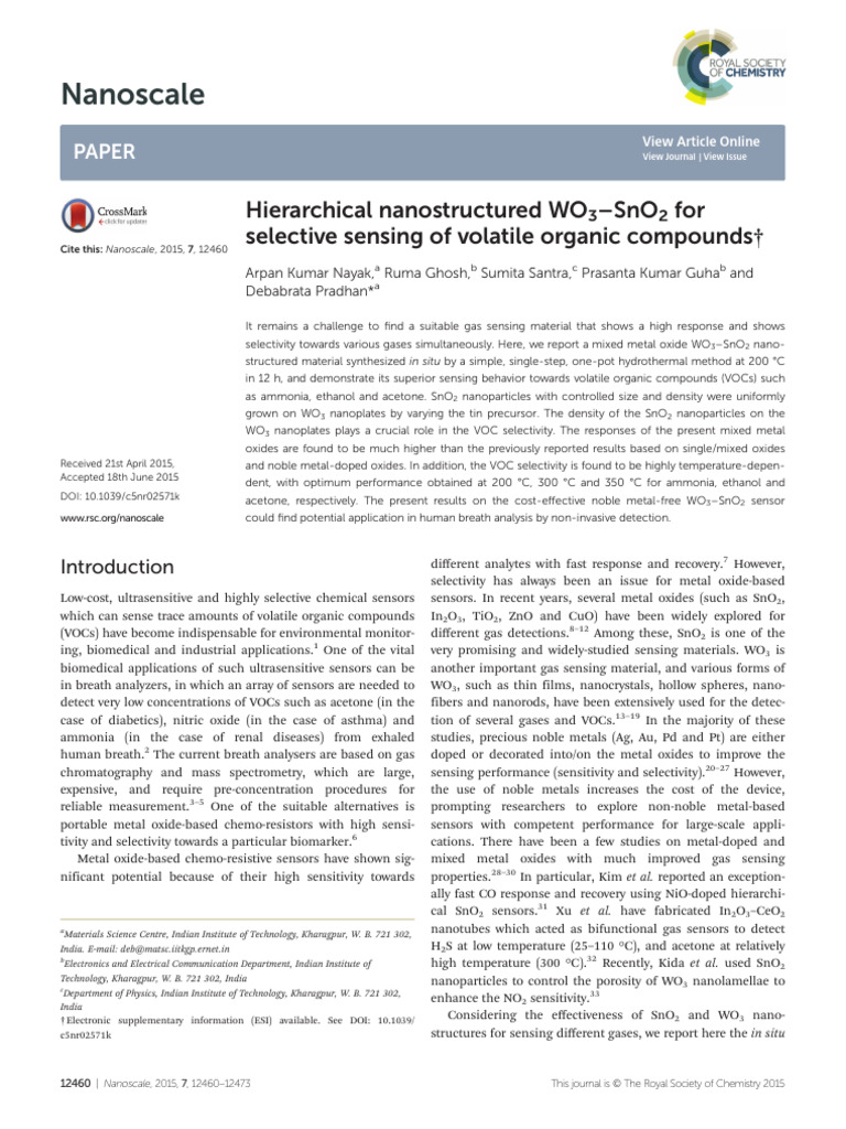 2015 - NS - Hierarchical Nanostructured WO3 | PDF | Nanoparticle ...