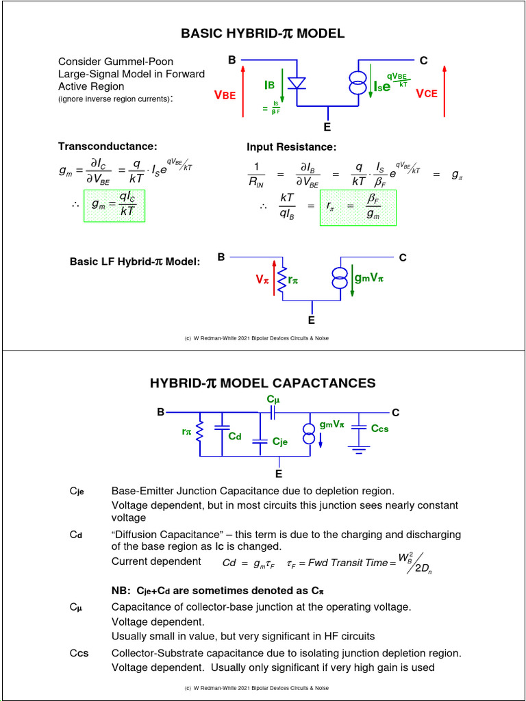 Hybrid-π Model for Bipolar Devices | PDF | Amplifier | Bipolar Junction ...