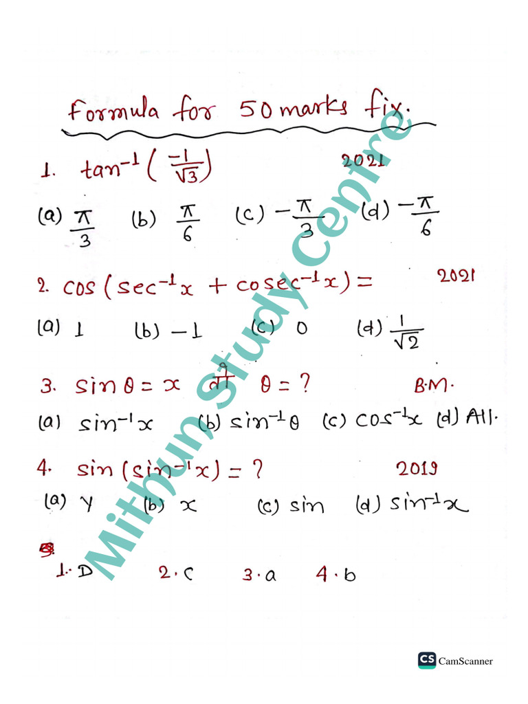 12th Math 400 VVI Objective 2024 | PDF