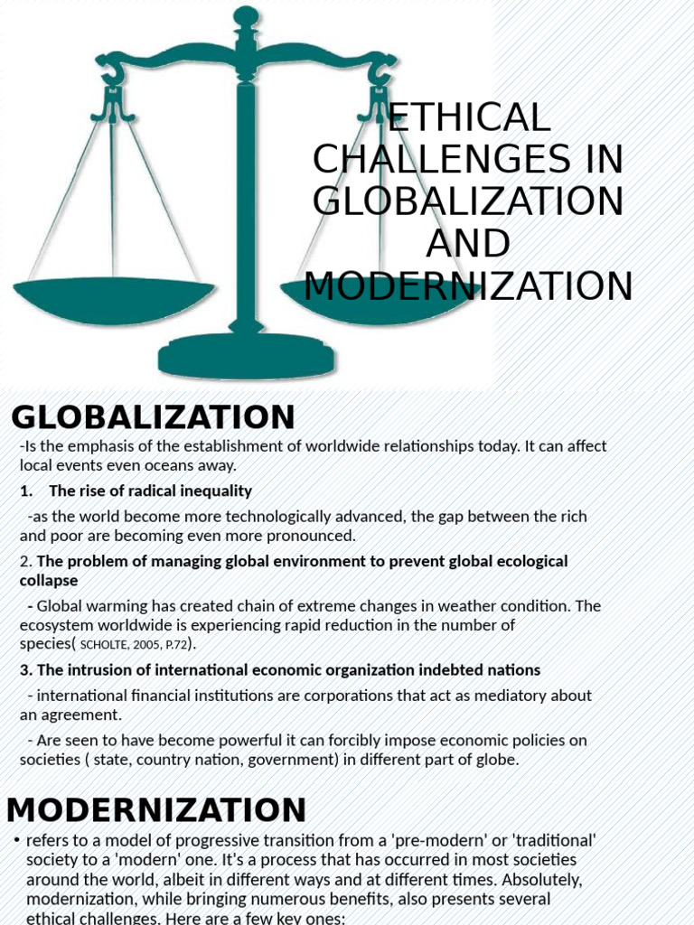 Ethical Challenges in Globalization and Modernization | PDF ...