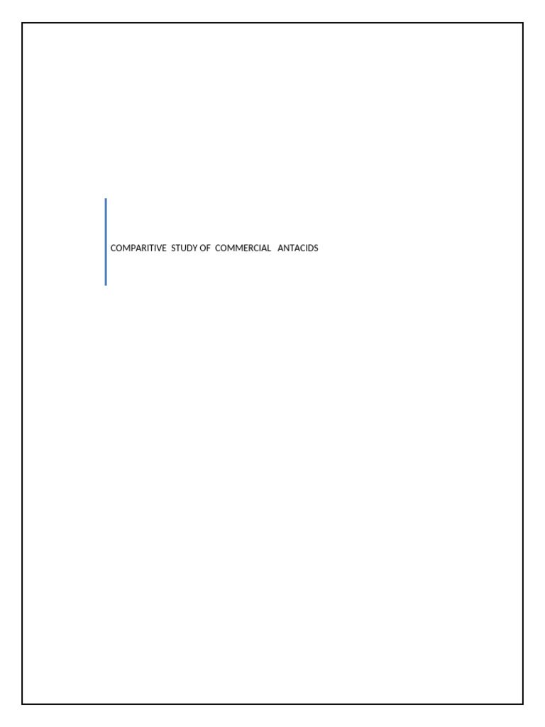 Comparitive Study of Commercial Antacids | PDF | Digestion | Acid