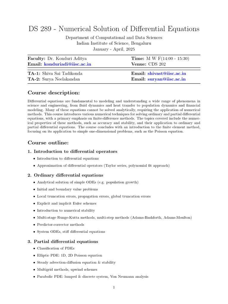 Numerical Methods for Differential Equations | PDF | Partial ...