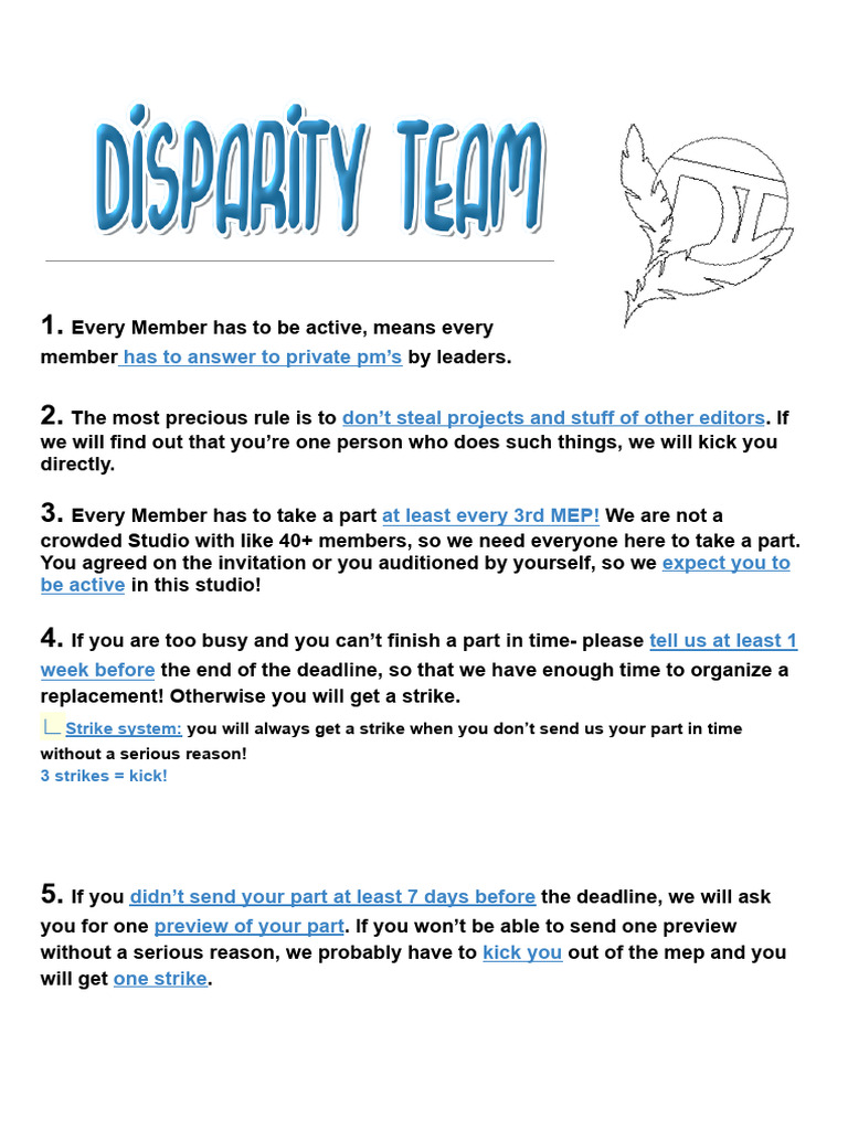 Disparity Team Rules | PDF