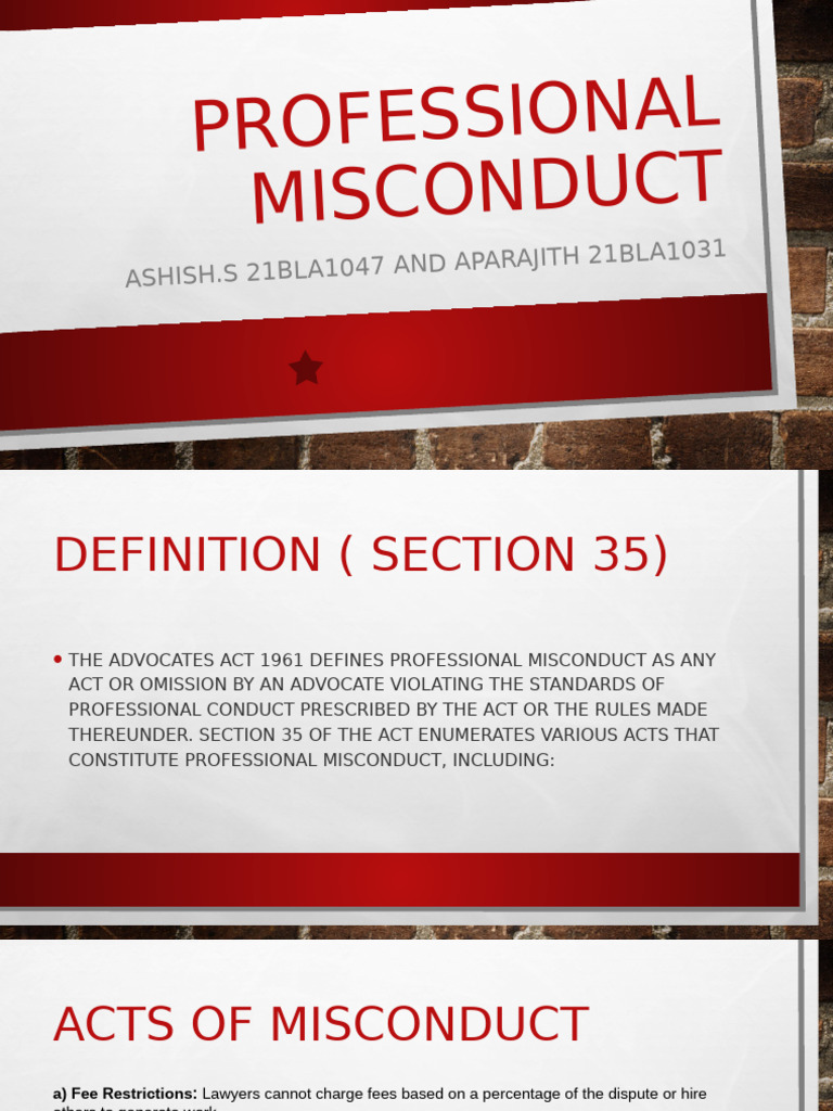 Professional Misconduct | PDF | Burden Of Proof (Law) | Professional Ethics