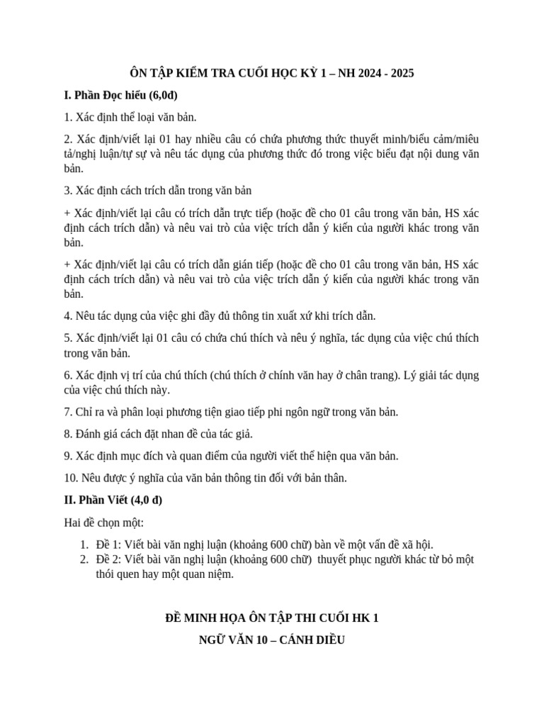 2024-DAC TA KIEM TRA CUOI HK1 K10 Bs | PDF