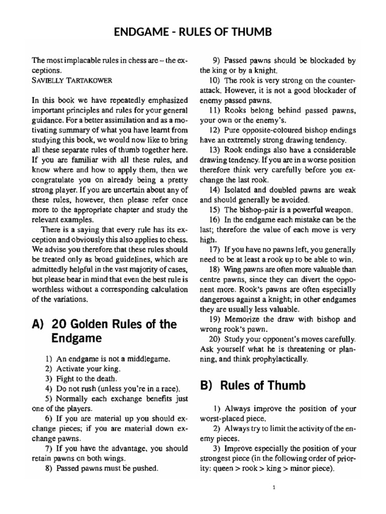 Endgame Rules of Thumb | PDF