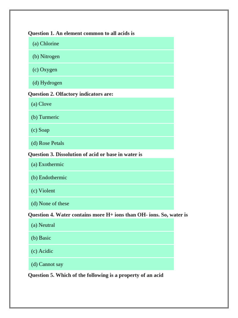 Acid-Base Properties and Indicators Quiz | PDF | Acid | Ph
