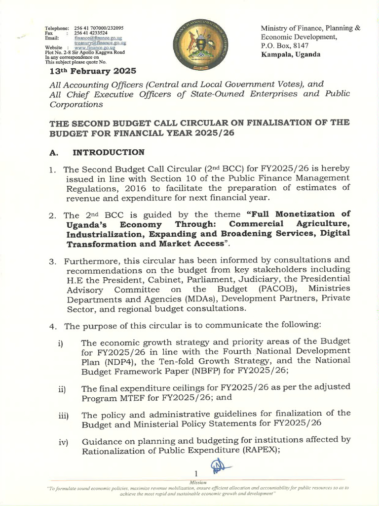 The Second Budget Call Circular For FY 2025-26 | PDF