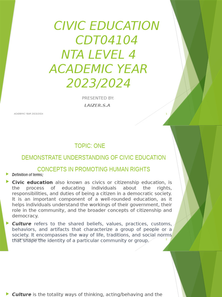 Civic Education Power Point Notes | PDF | Naturalization | Constitution