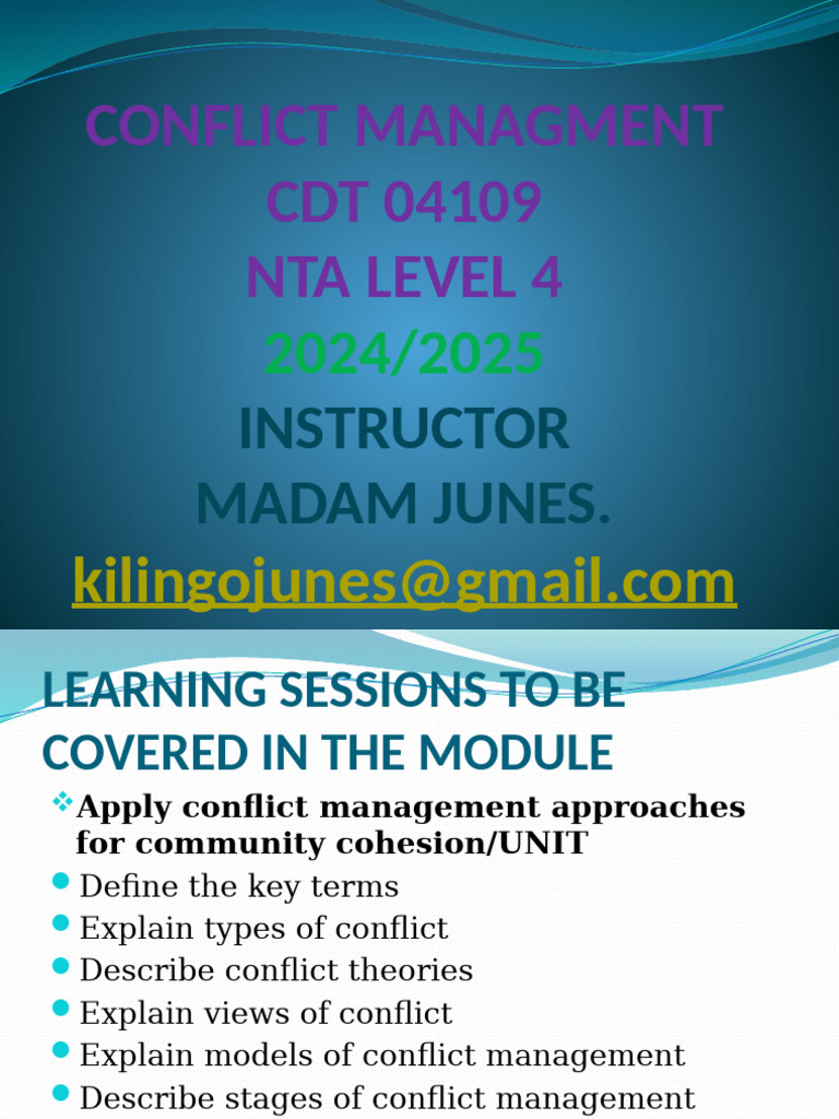 Conflict Managment-Level 4 Topic | PDF | Negotiation | Mediation