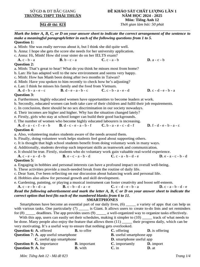 MÃ ĐỀ 823 | PDF | Creativity | Artificial Intelligence