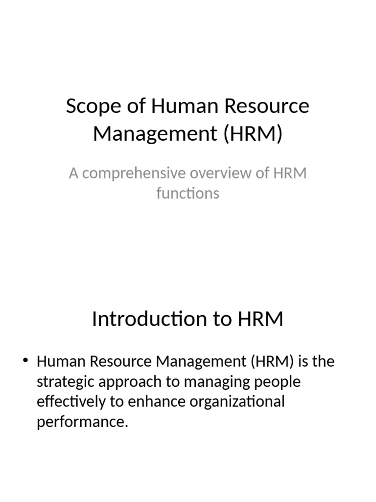 Scope of HRM | PDF