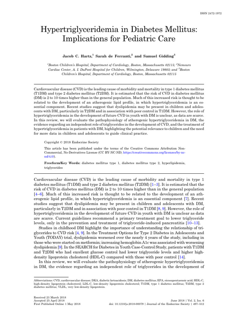 Hypertriglyceridemia in Diabetes Mellitus | PDF | Cardiovascular ...