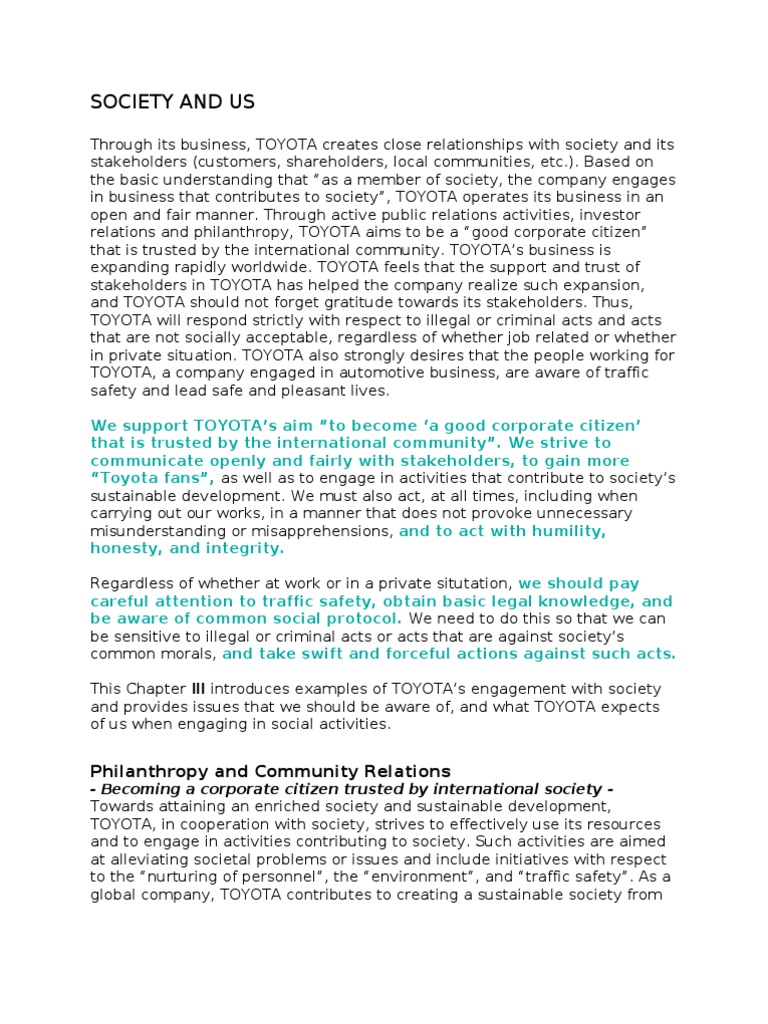 Business Ethics - Toyota | PDF | Corporate Social Responsibility ...