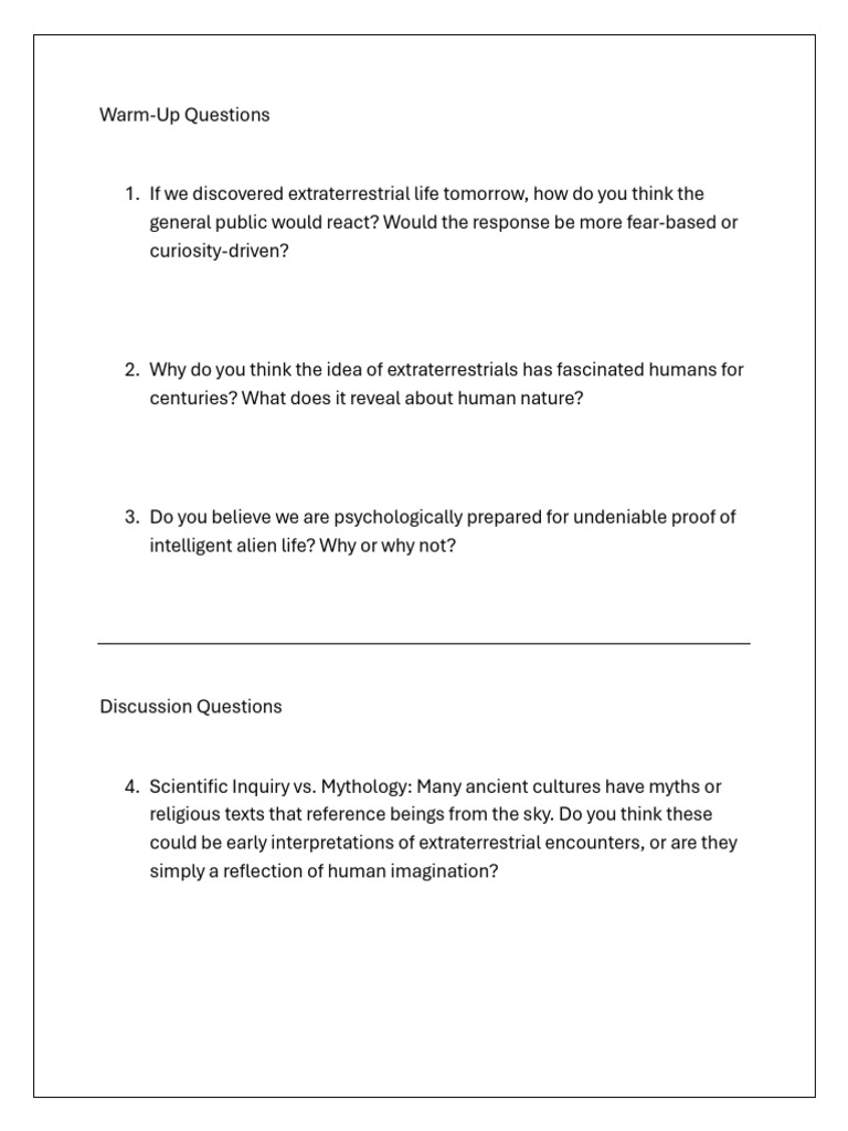 Aliens - Questions | PDF