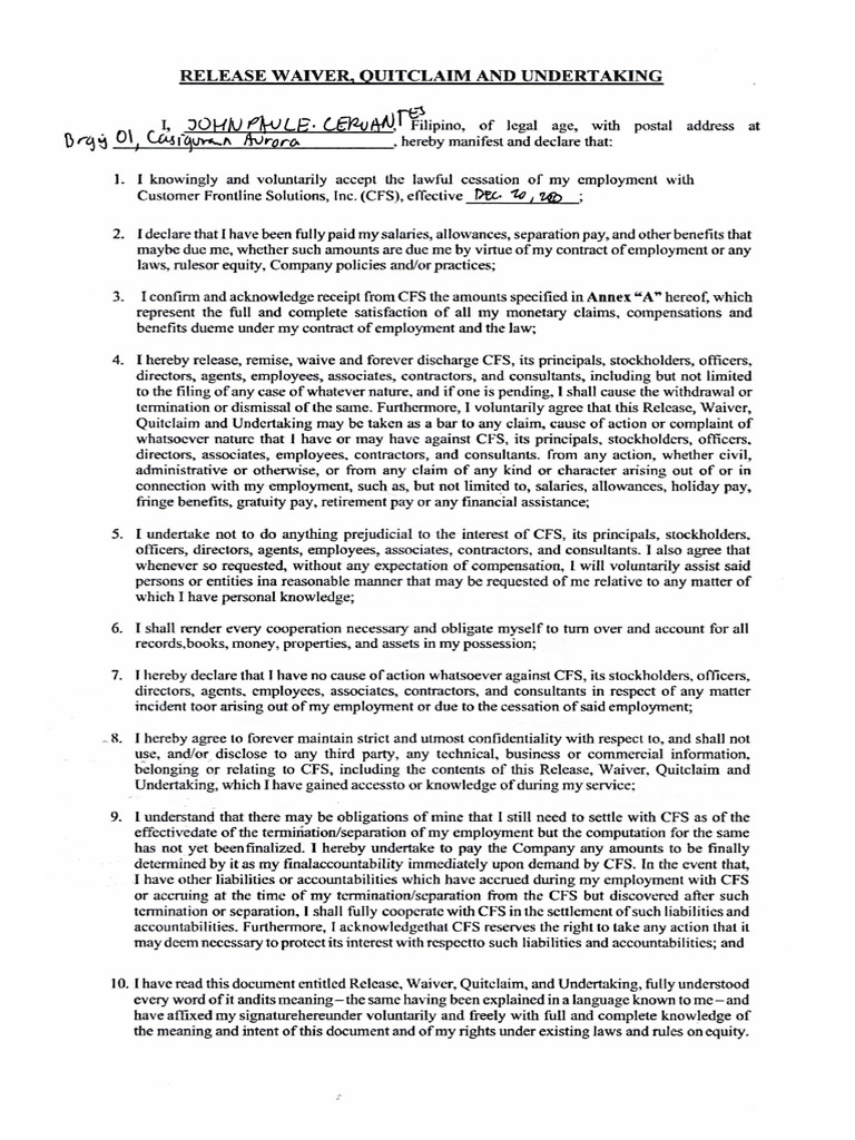 Waiver | PDF
