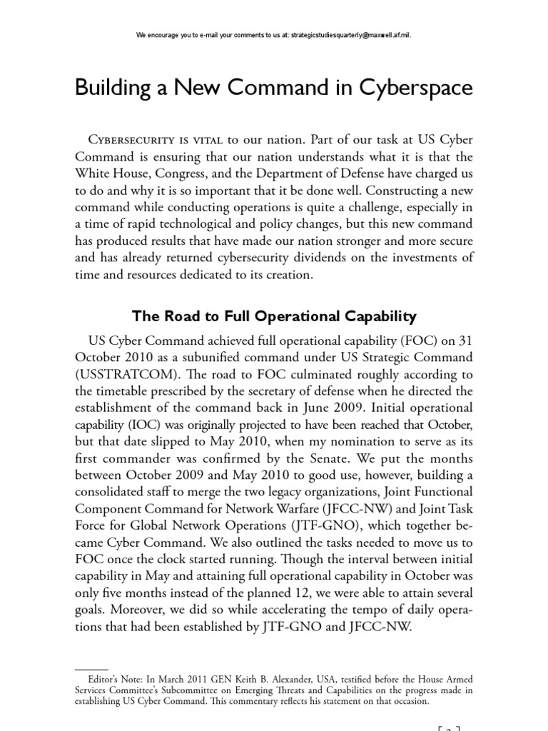 Building A New Command in Cyberspace: The Road To Full Operational ...