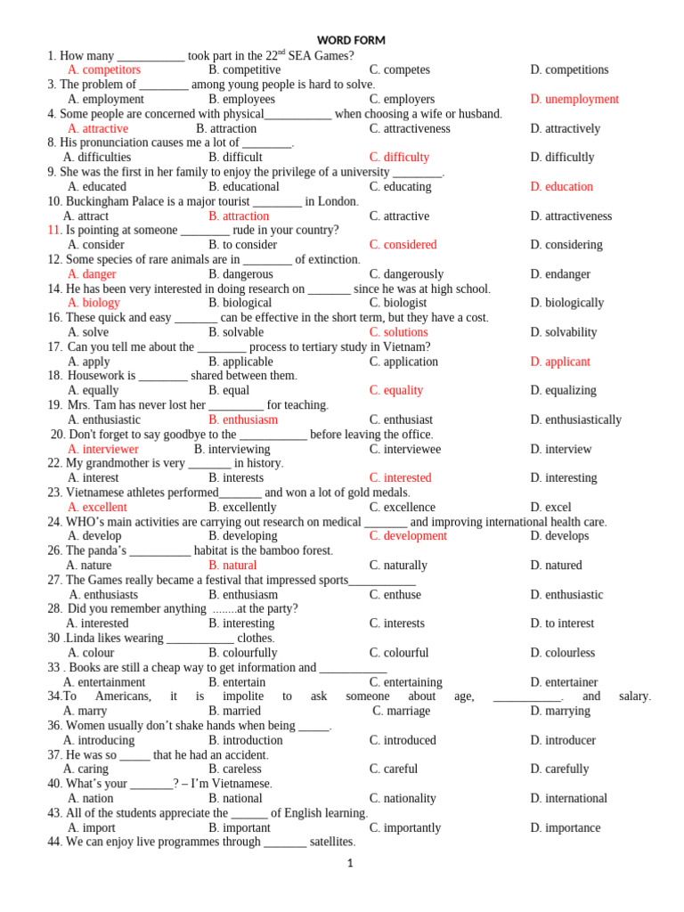Word Formation-Exercise | PDF | Academic Degree | Extinction
