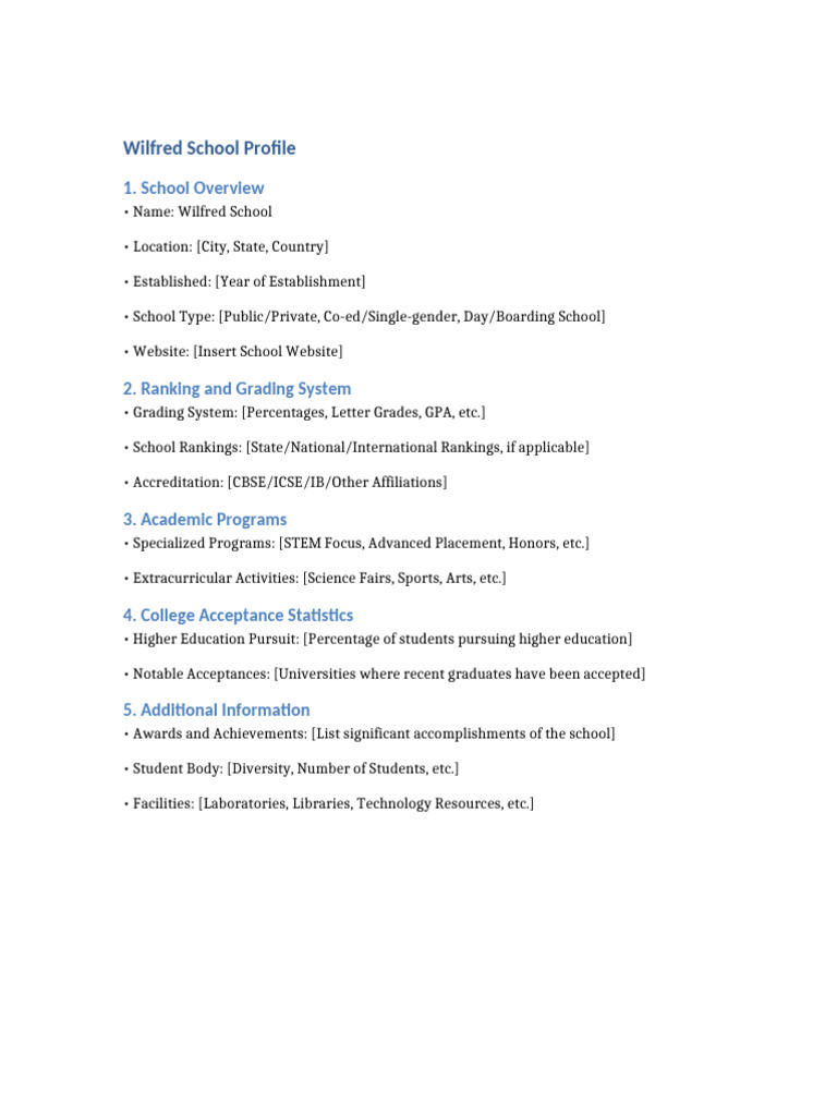 Wilfred School Profile | PDF