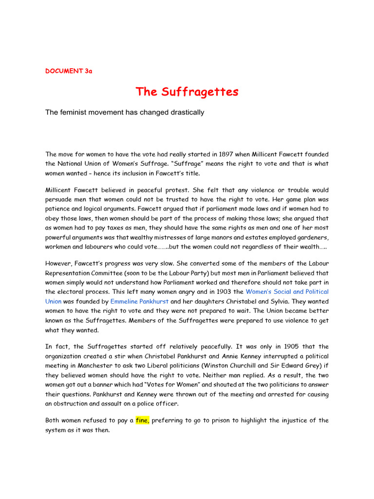 3a CE Text Suffragettes | PDF | Suffragette | Women's Suffrage