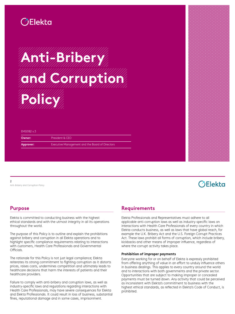 Anti-Bribery and Corruption Policy | PDF | Corruption | Bribery