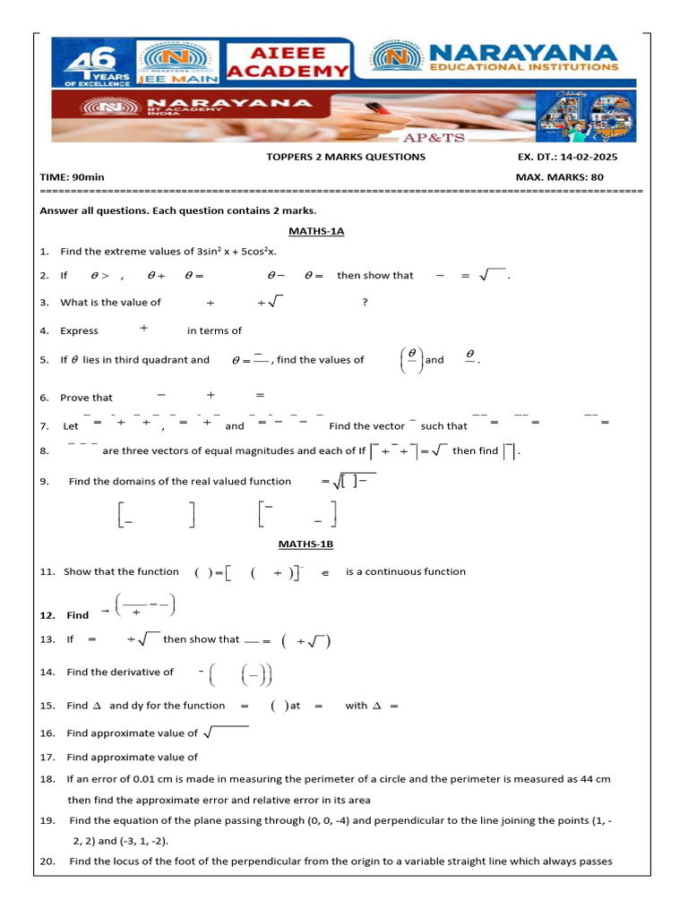 Toppers Vsaq's QP Paper Dt-14!02!2025 | PDF | Momentum | Physics