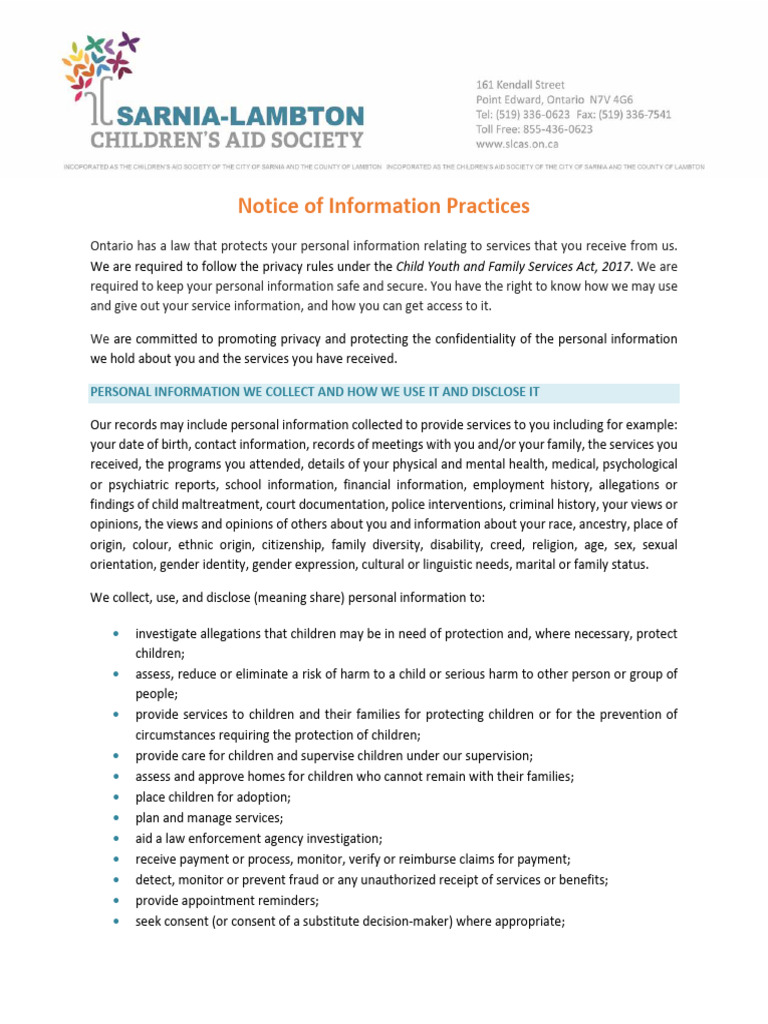 Notice of Information Practices With Autoscribe | PDF | Child Abuse | Privacy