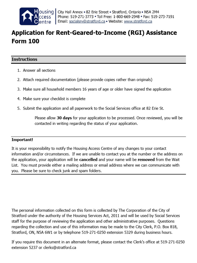 Form 100 - RGI Application (2024) ACC.finaL | PDF | Pension