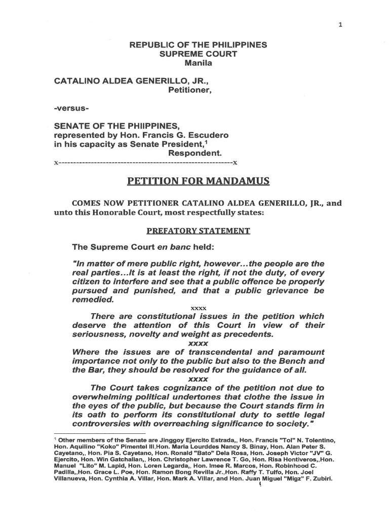 Petition For Mandamus-Edited | PDF