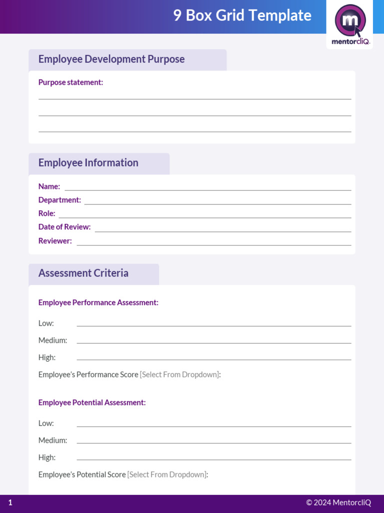 9 Box Grid Template MentorcliQ | PDF