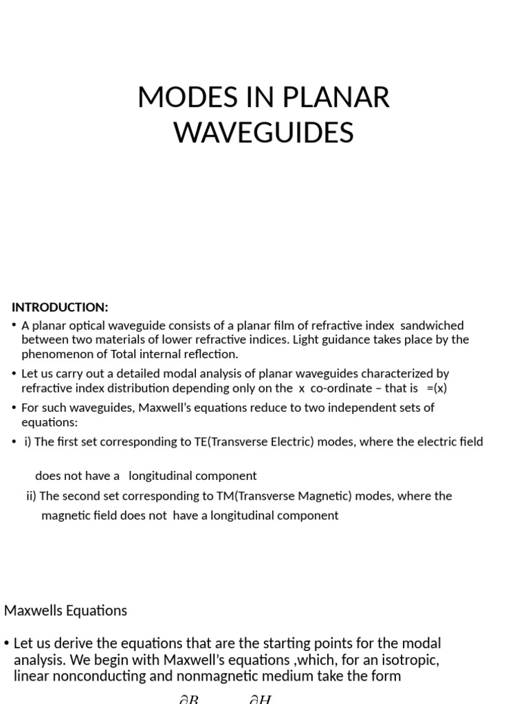 Chapter-2 Modes in Planar Waveguides (1) | PDF | Waves | Optical Fiber