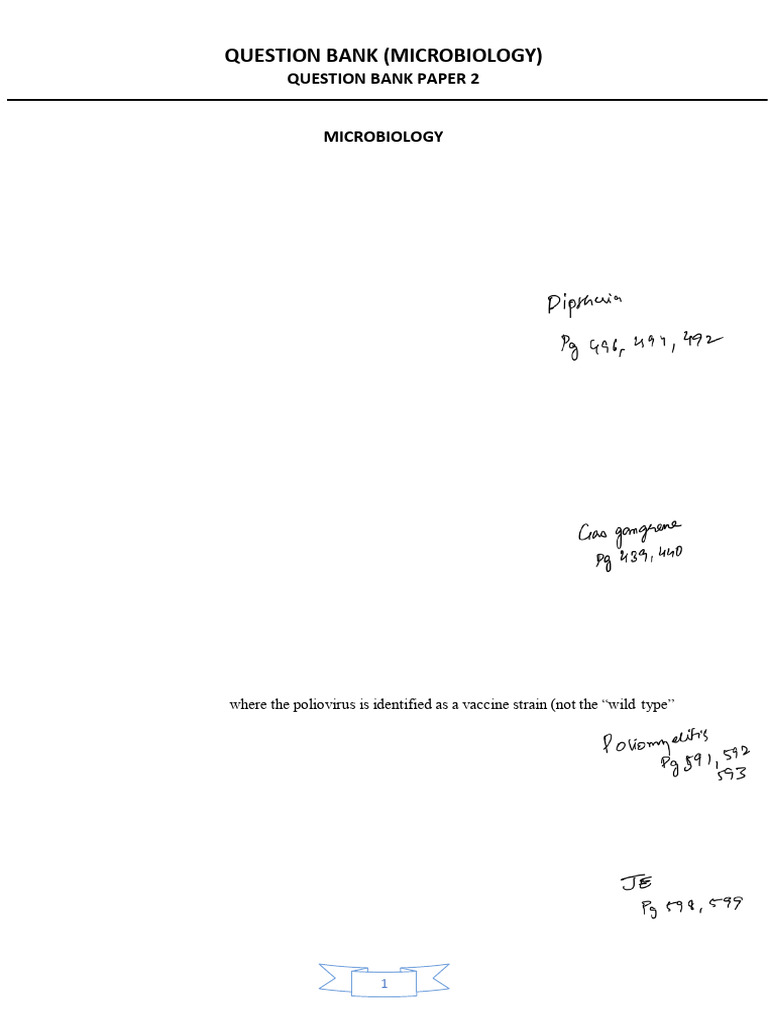 Question Bank Paper 2-1 | PDF | Infection | Physical Examination