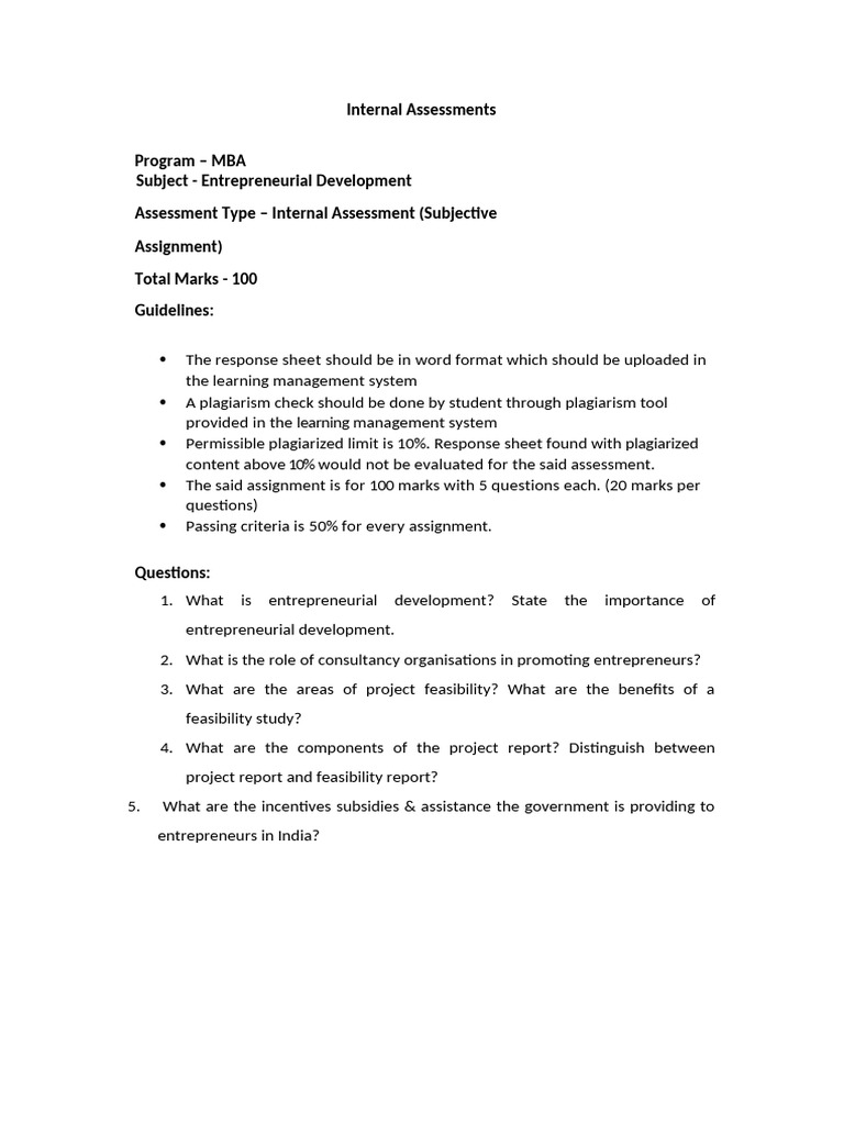 Entrepreneurial Development-Assignment 2 | PDF