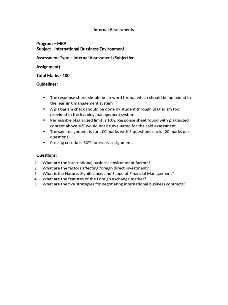 International Business Environment-Assignment 2 | PDF