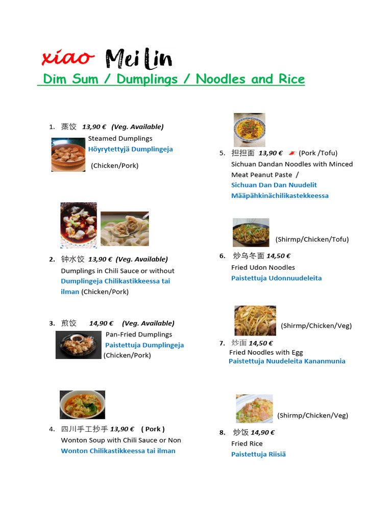 Xiao Mei Lin Dumplings-1 | PDF