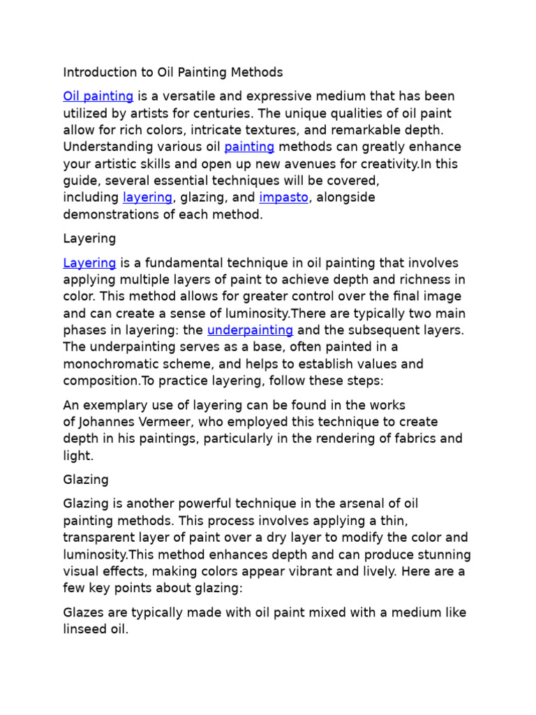 Introduction To Oil Painting Methods | PDF | Oil Painting | Visual Arts