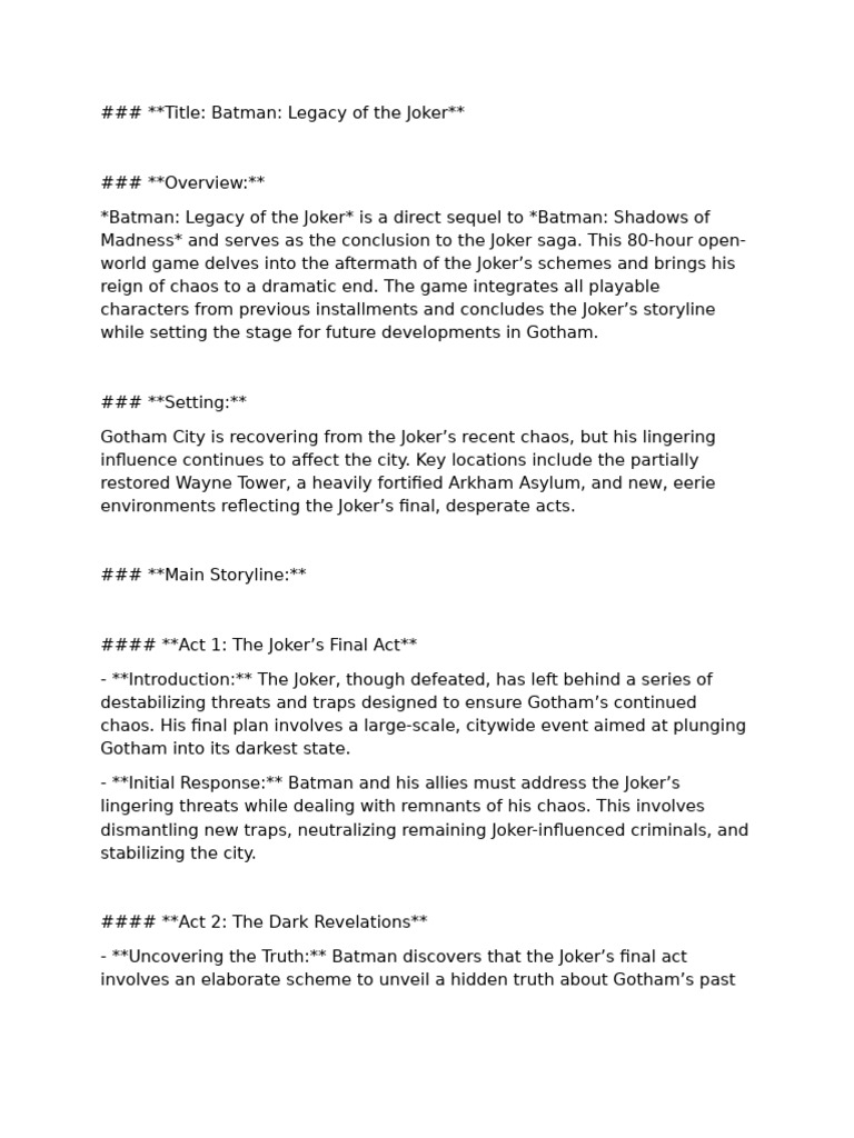 Batman Legacy of The Joker | PDF | Batman