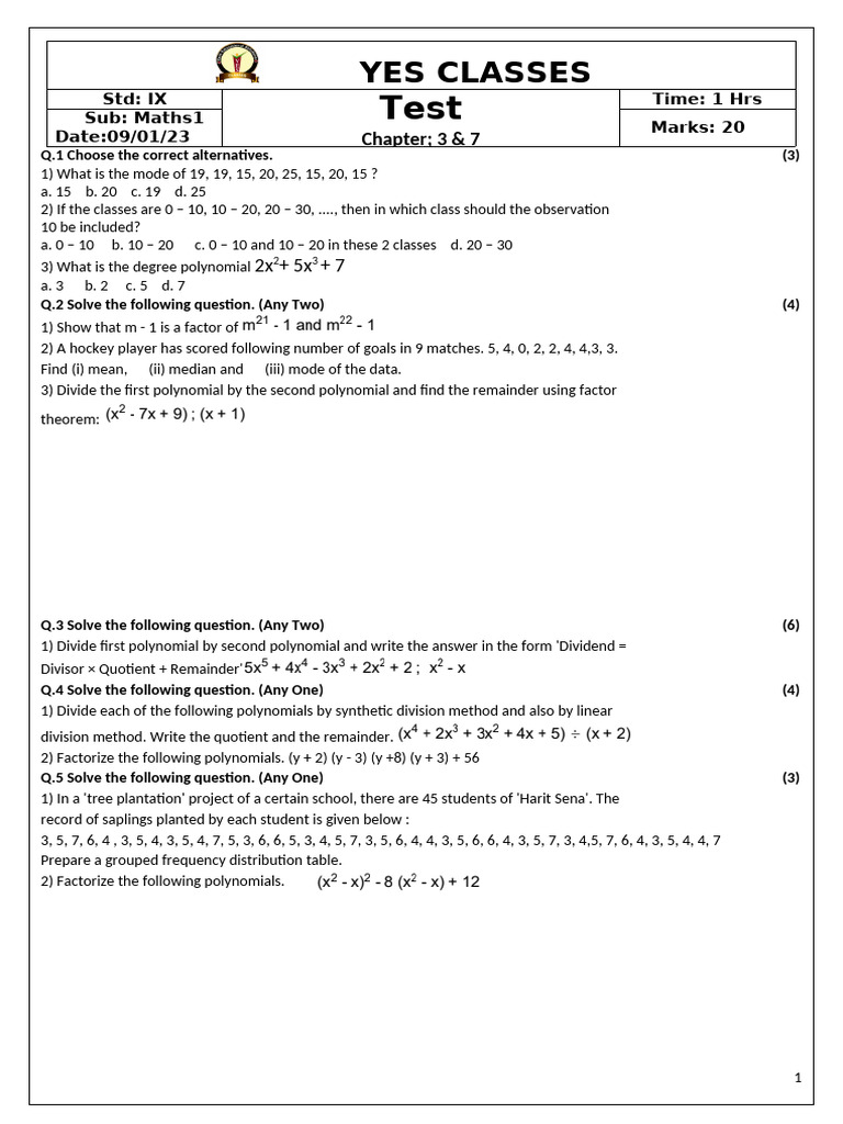 9th Maths1 chp3&7 9-01-23 | PDF | Algorithms | Numerical Analysis