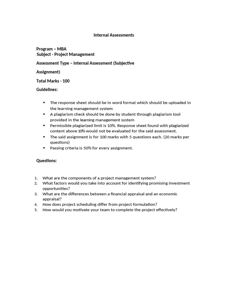 Project Management-Assignment 2 | PDF