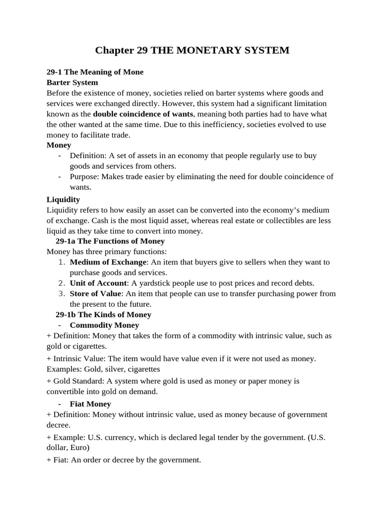 Chapter 29 THE MONETARY SYSTEM | PDF | Money | Money Supply