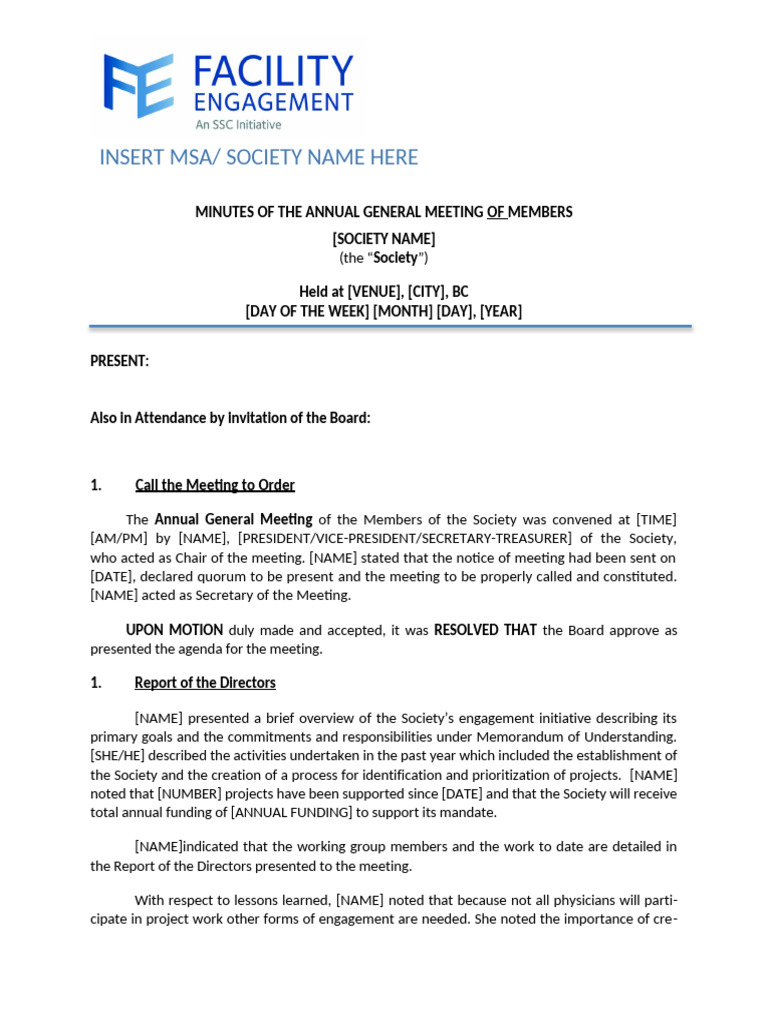 Society Annual General Meeting Minutes | PDF | Government