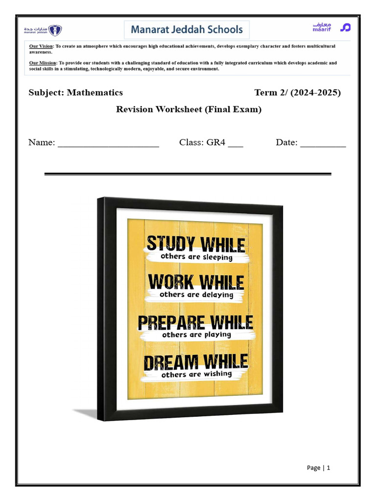 Grade 4 Math Fraction Review | PDF | Arithmetic | Mathematics