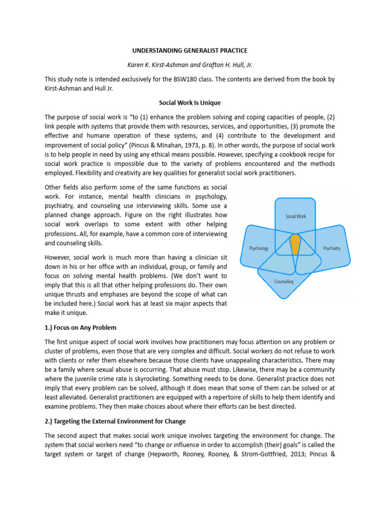 Study Note On Generalist Part 1 | PDF | System | Social Work