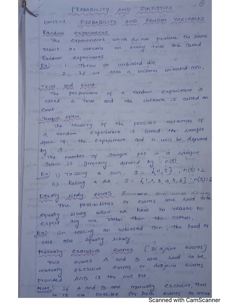 Unit 1-Probability and Distributions | PDF