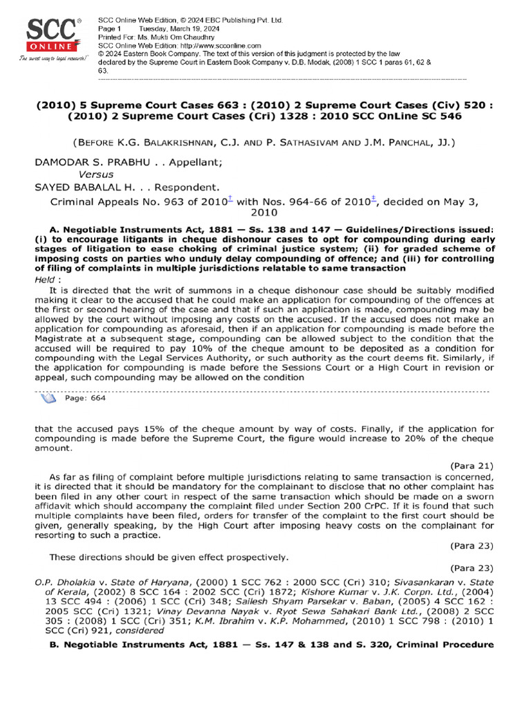 Damodar S Prabhu V Sayed Bilal | PDF | Justice | Crime & Violence