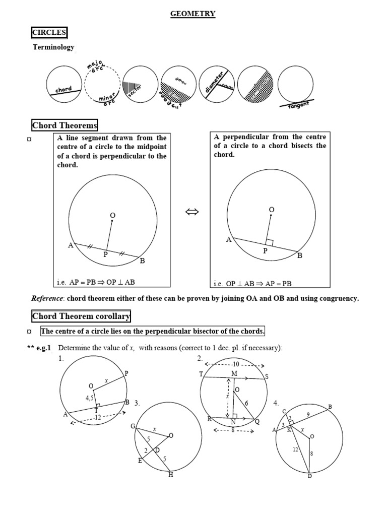 Circle Chord Theorems and Exercises | PDF | Circle | Euclidean Plane ...