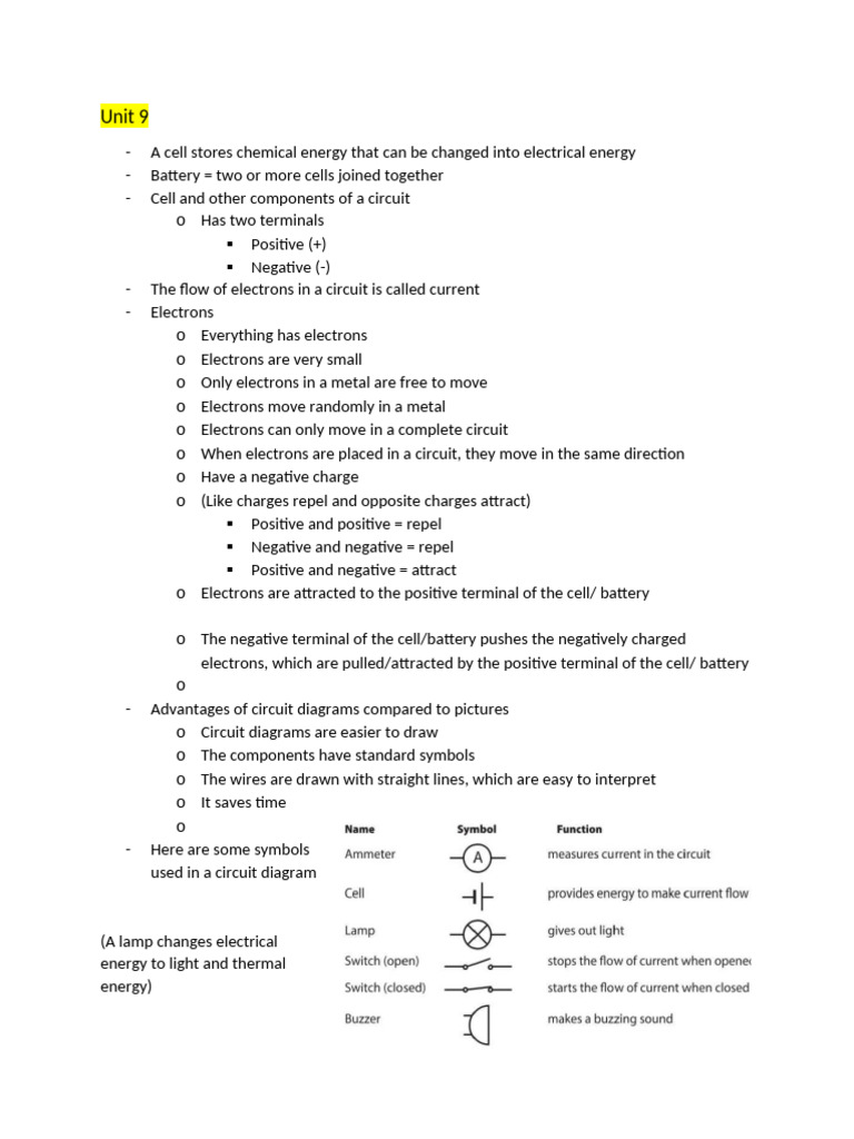 Stage 7 Unit 9 (Class Notes) | PDF | Electric Current | Electrical ...