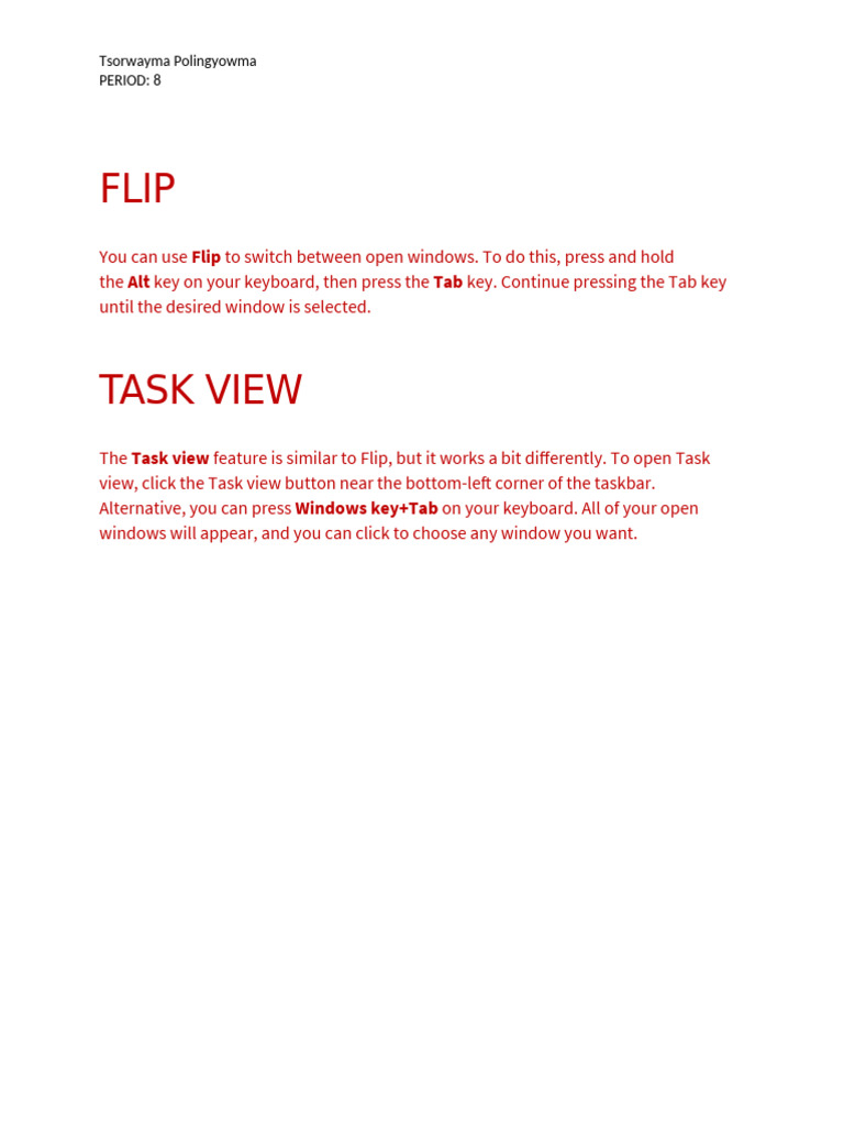 Using Alt + Tab to Switch Windows | PDF