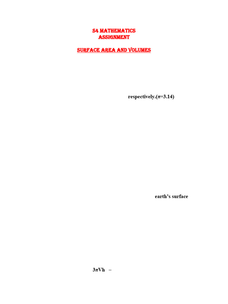 Surface Area and Volume 1 | PDF | Sphere | Volume