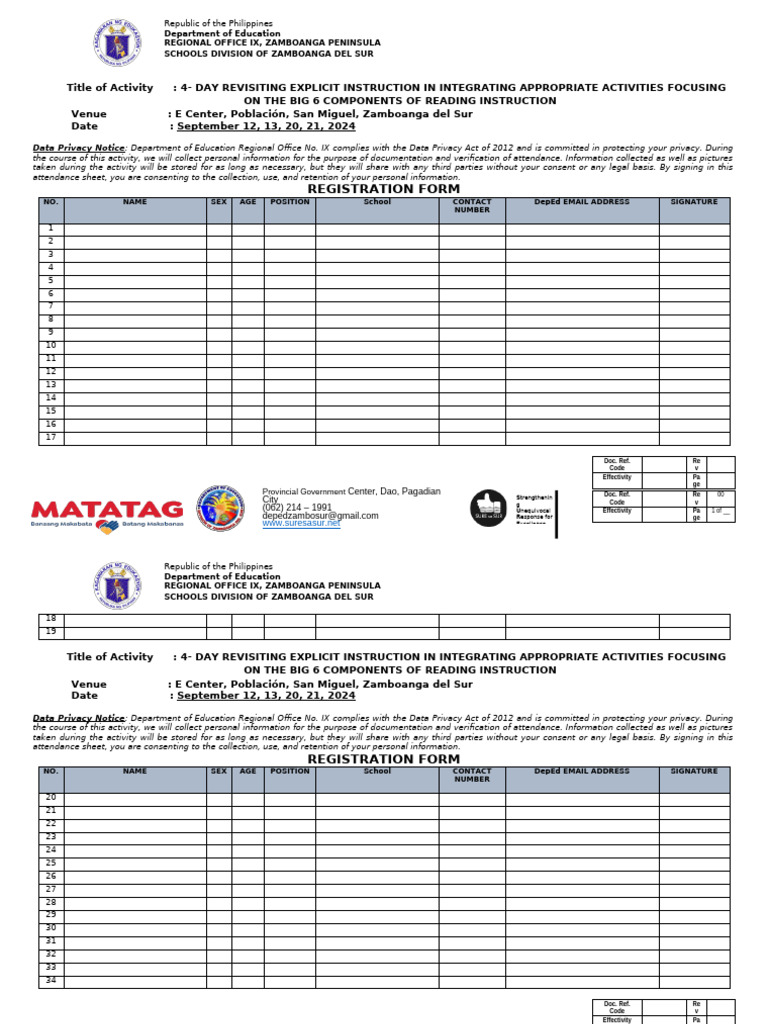 Big 6 Registration Form (1) | PDF | Information Privacy | Justice